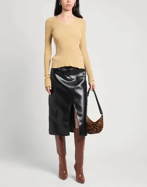 MAISON MARGIELA Ribbed V-neck Long Sleeve Top With Tie Detail
