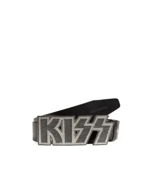 Dsquared2 Rhinestone Embellished Buckle Belt - Black
