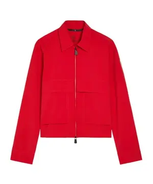 Moncler Logo-appliquéd Cropped Shell Overshirt - Red