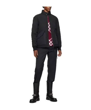 Burberry Quilted Jacket With Stand Collar And Logo Embroidery