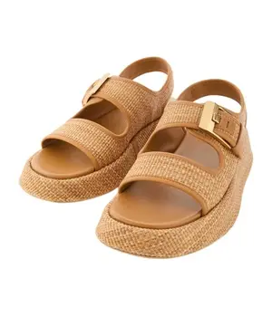 TOD'S Straw Woven Sandals - Brown