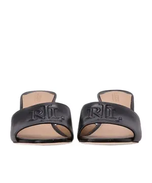 Ralph Lauren Logo Embossed Block Heel Sandals - Black