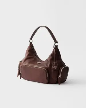 Prada Medium Washed Leather Shoulder Bag - Cocoa Brown