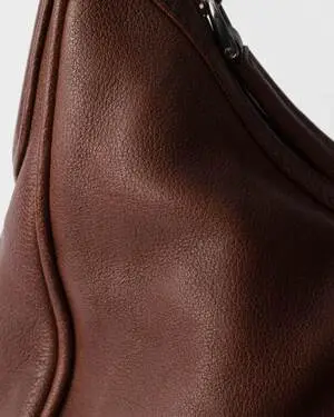 Prada Medium Washed Leather Shoulder Bag - Cocoa Brown