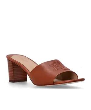Ralph Lauren Embossed Logo Block Heel Sandals
