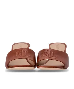 Ralph Lauren Embossed Logo Block Heel Sandals