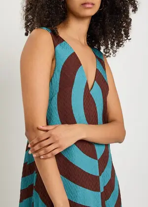 Dries Van Noten Silk-blend Maxi Dress With Geometric Pattern