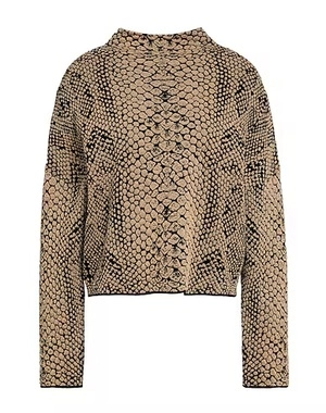 MAXCO. Two-tone Jacquard Knit Mock Neck Top