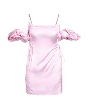 Jacquemus Printed Off-shoulder Sheath Dress With Short Sleeves - Pink