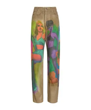 Versace Versatile High-waist Straight-leg Printed Jeans