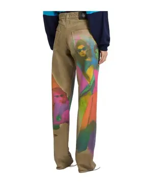 Versace Versatile High-waist Straight-leg Printed Jeans