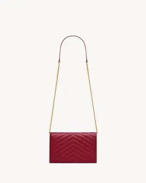 Saint Laurent Cassandre Envelope Chain Wallet - Deep Red