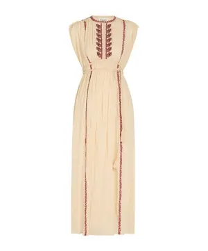 Isabel Marant Étoile Embroidered Cotton Maxi Dress - Nude