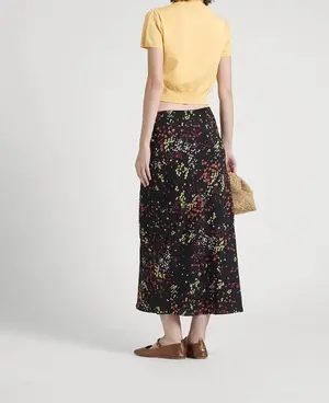 MAXCO. Floral Print Crepe Midi Skirt