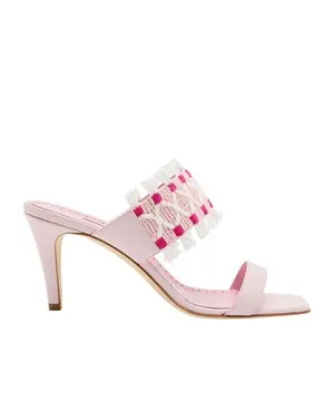 Manolo Blahnik Embroidered Mules - Pink