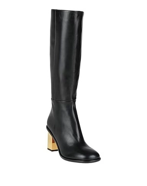 Chloé Square-toed Knee-high Boots With Metal Heel