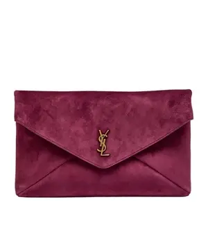Saint Laurent Suede Clutch - Red