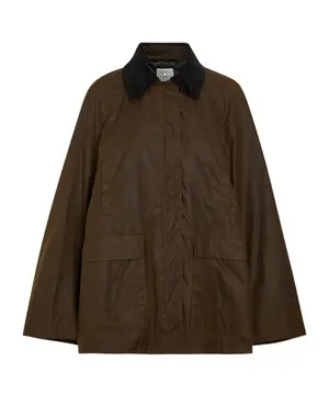 TOTEME Corduroy-trimmed Waxed Cotton Jacket - Green