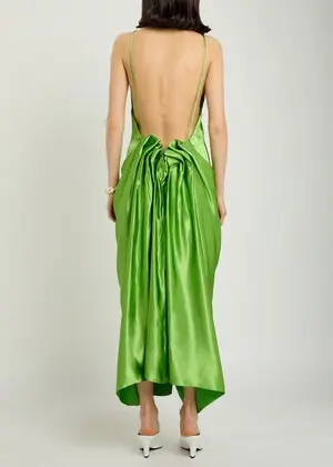 Khaite Kent Draped Satin Midi Dress