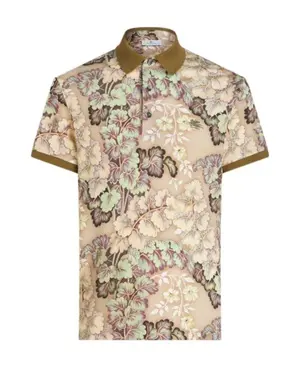 Etro Floral Print Short-sleeved Polo Shirt - Nude