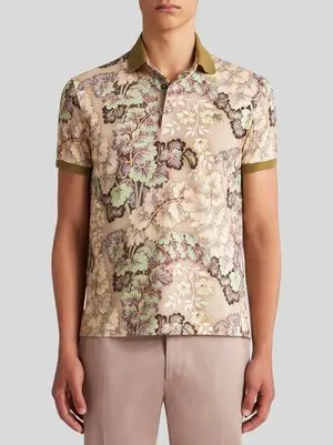 Etro Floral Print Short-sleeved Polo Shirt - Nude