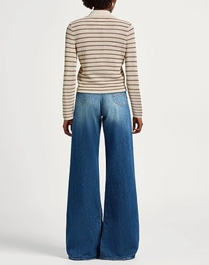 Rag & Bone Striped Buttoned Neckline Fine Knit Sweater