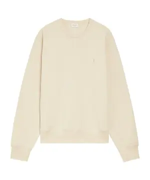 Saint Laurent Logo-embroidered Cotton Sweatshirt - Nude