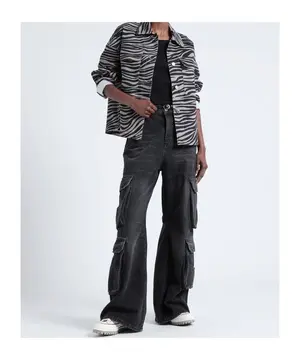MAXCO. Max&co. Zebra Print Denim Jacket