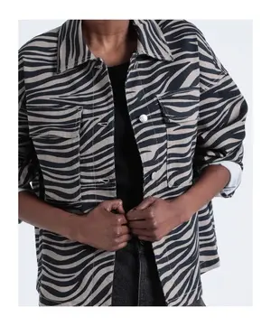 MAXCO. Max&co. Zebra Print Denim Jacket