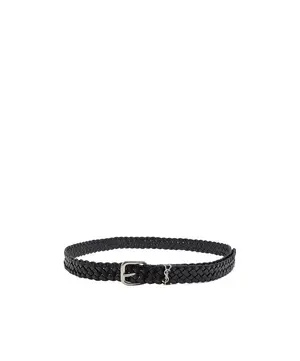 Saint Laurent Braided Leather Belt - Black