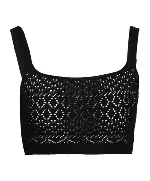 MAXCO. Max&co. Sleeveless Knit Cropped Top - Black