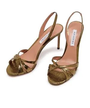 AQUAZZURA Metallic Crocodile-effect Sandals