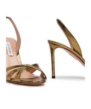 AQUAZZURA Metallic Crocodile-effect Sandals