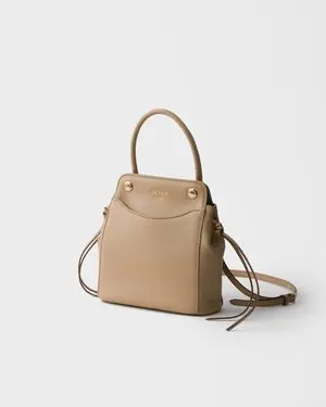 Prada Carry Mini Leather Handbag - Sand Beige