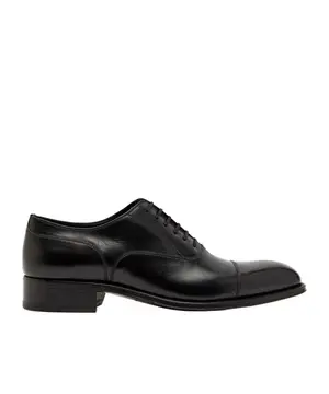 TOM FORD Round Toe Lace-up Shoes - Black