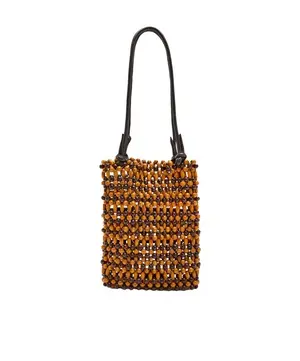 Staud Baja Beaded Mini Tote Bag - Brown