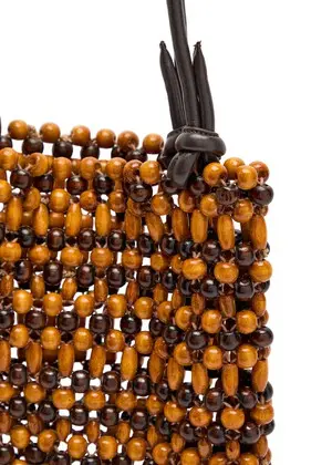 Staud Baja Beaded Mini Tote Bag - Brown