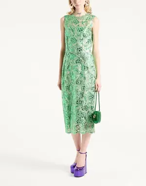 Dolce & Gabbana Metallic Lace Midi Dress