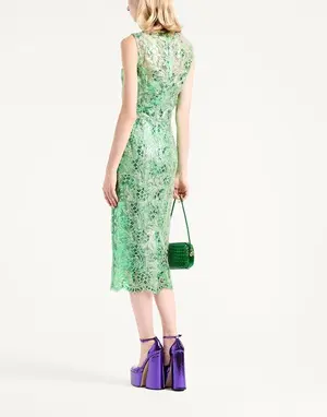 Dolce & Gabbana Metallic Lace Midi Dress
