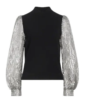 Tory Burch High-neck Sweater With Button-detailed Cuffs And Pleated Sleeves