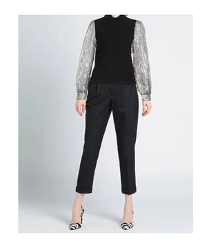 Tory Burch High-neck Sweater With Button-detailed Cuffs And Pleated Sleeves