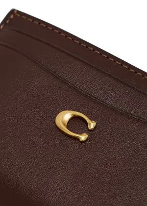 COACH Solid Color Leather Card Holder