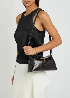 TOTEME Croc Effect Leather Clutch With T-buckle