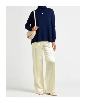 MAXCO. Max&co. Wool Knit Mock Neck Long Sleeve Sweater With Appliqu