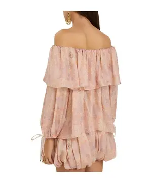 Chloé Silk Floral Off-shoulder Top