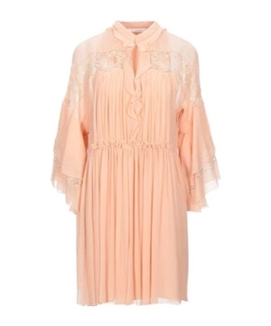Chloé Lace Dress With Stand Collar And Three-quarter Sleeves - Nude