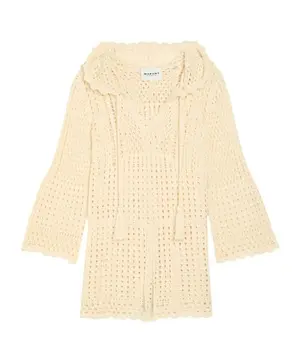 Isabel Marant Étoile Crochet Knit Hooded Cotton Blend Dress - Nude
