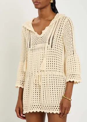 Isabel Marant Étoile Crochet Knit Hooded Cotton Blend Dress