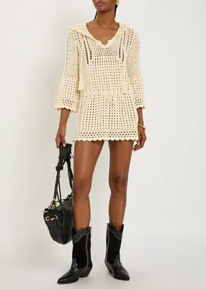 Isabel Marant Étoile Crochet Knit Hooded Cotton Blend Dress