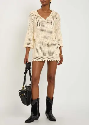 Isabel Marant Étoile Crochet Knit Hooded Cotton Blend Dress